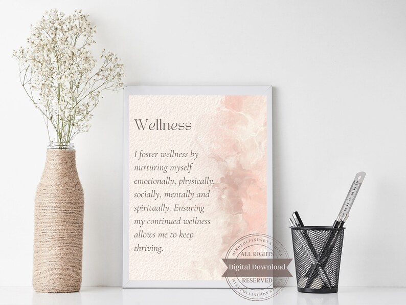 Wellness Definition Wall Art Printable | Instant Digital Download ...