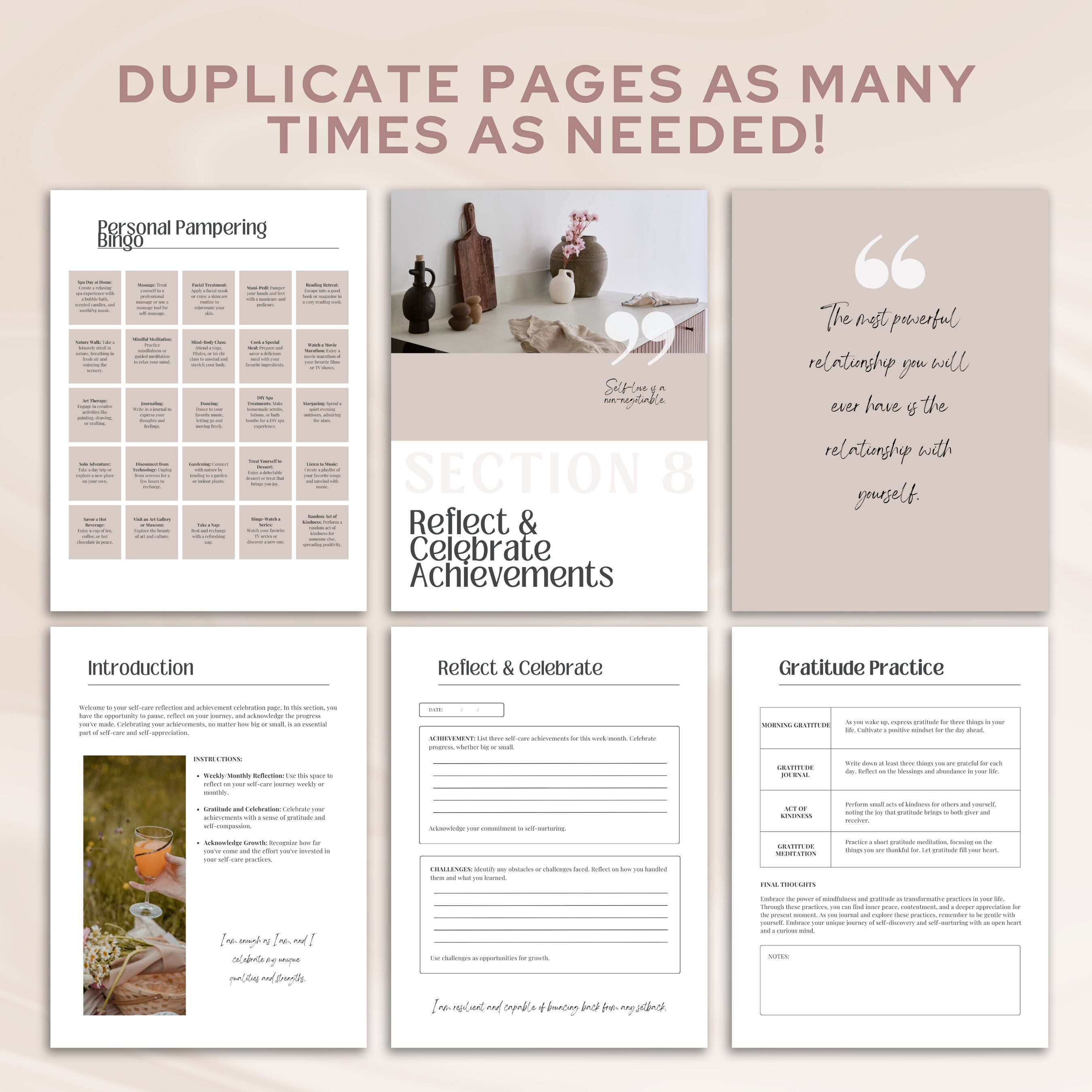 Self-care Planner Printable Self Love Template and Editable Mindfulness ...