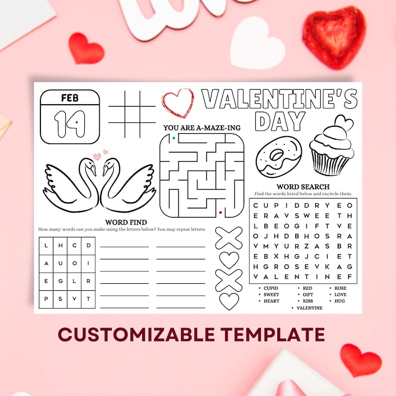 Printable Valentine's Day Activity Sheet for Kids, Valentine's Day ...