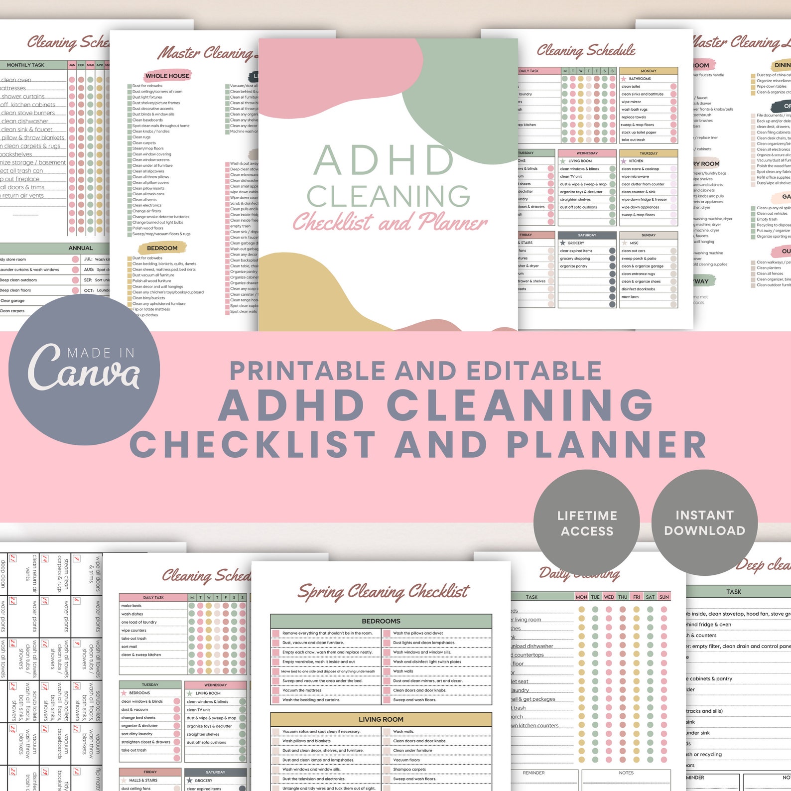 Editable ADHD Cleaning Checklist Template | Printable Household ...
