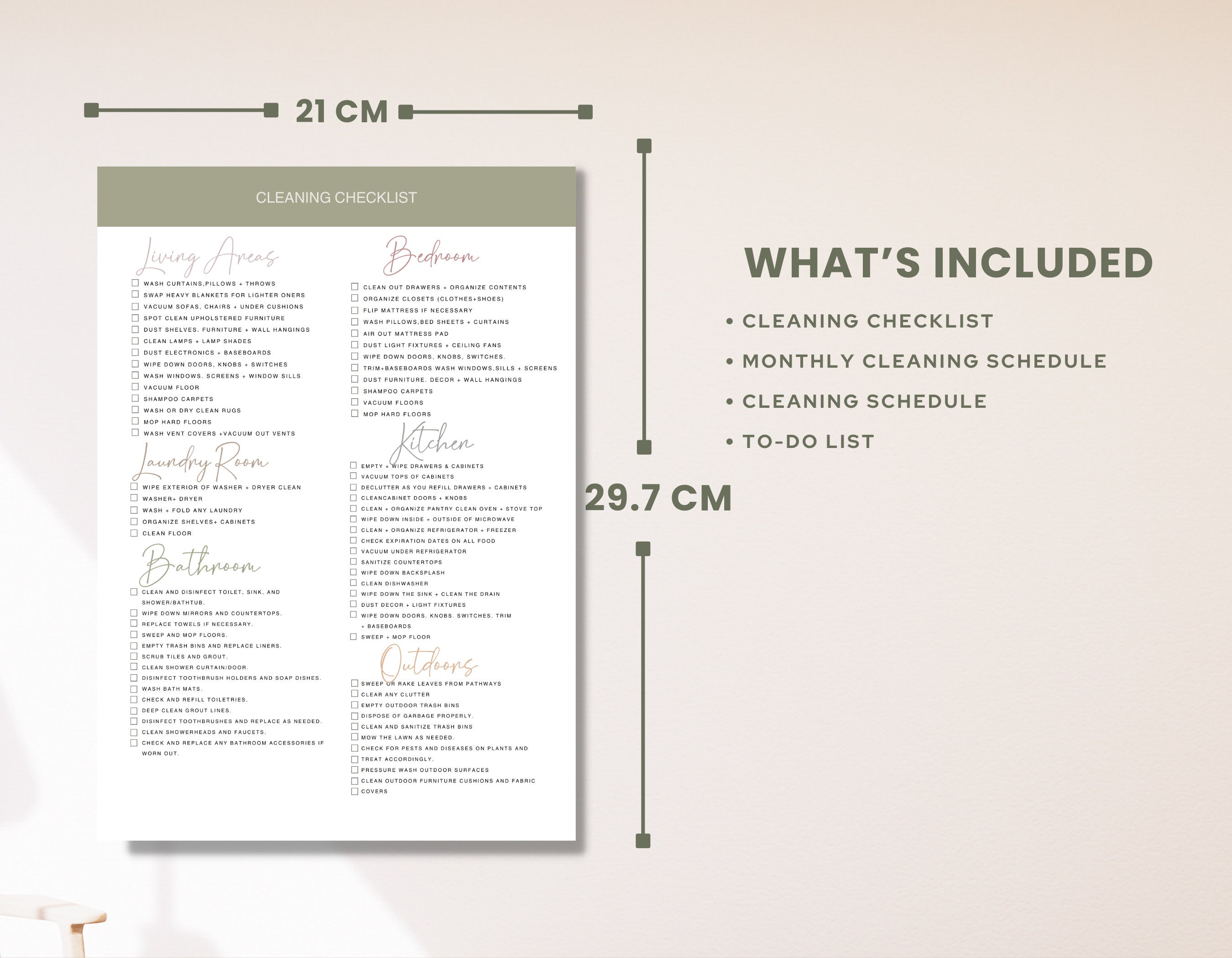 Editable Cleaning Checklist, Planner Template | Cleaning Schedule ...