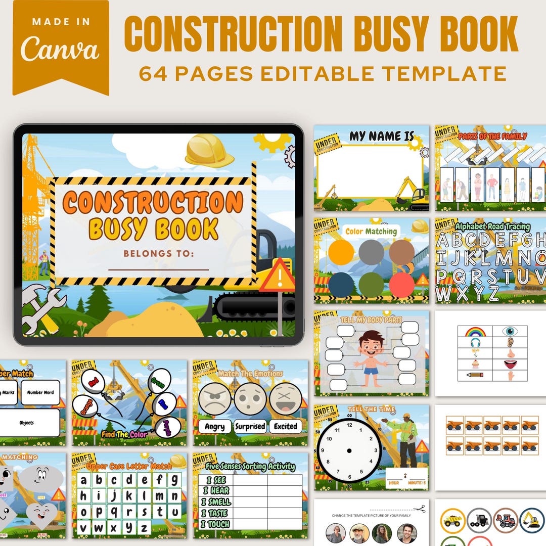 Construction Vehicles Busy Book for Kids | Printable Activity Sheets ...