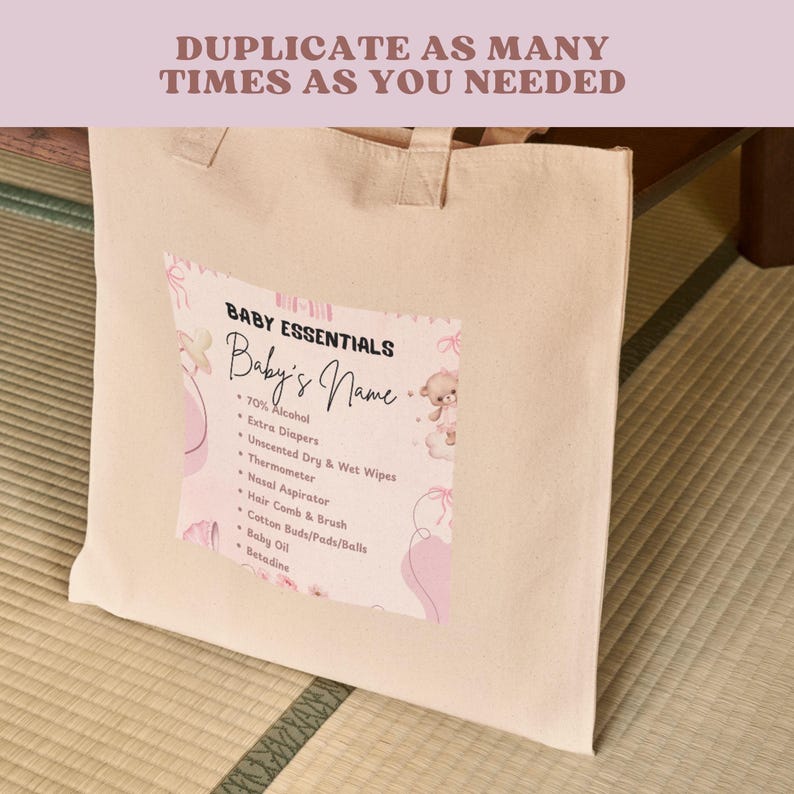 Hospital Bag Stickers for Newborn & Mom | Pink Theme | Baby Shower Gift ...
