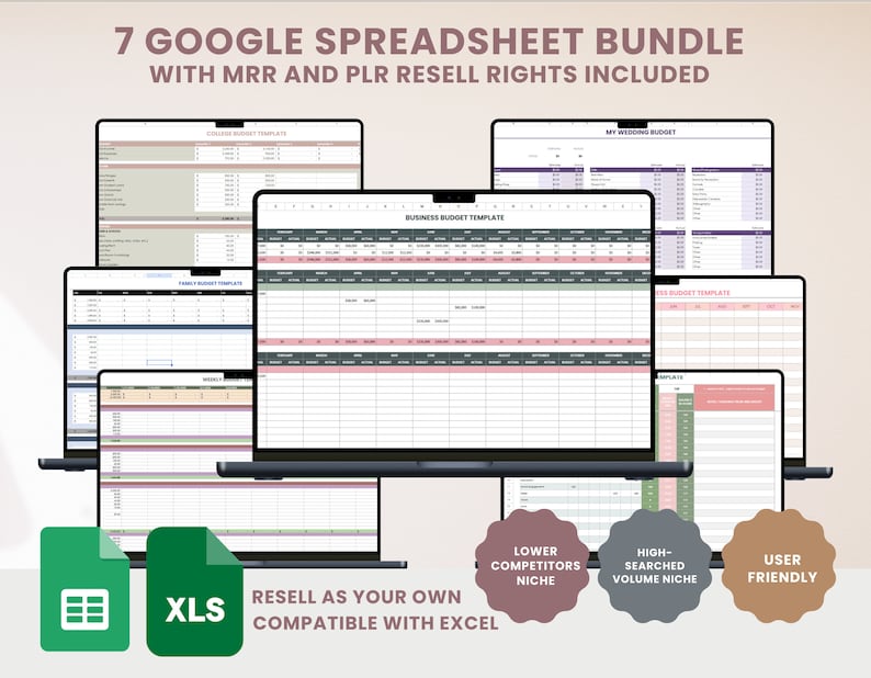 PLR and MRR Spreadsheet Templates Bundle | Google Sheets Budget ...