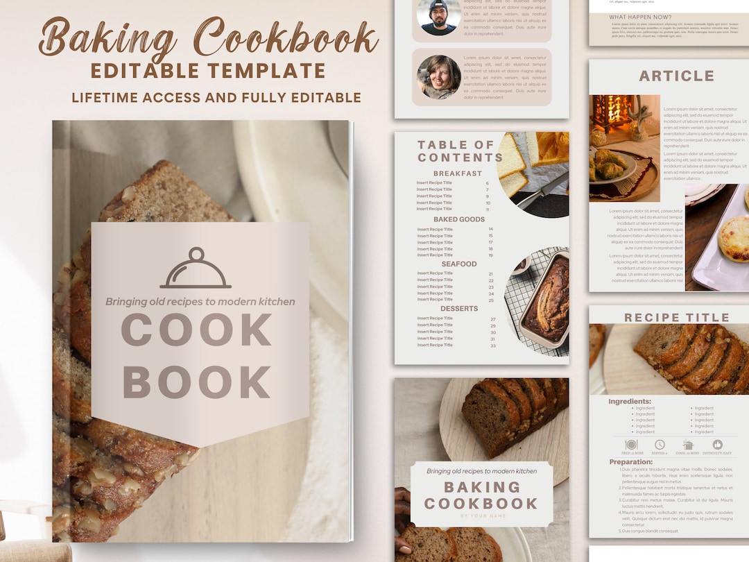 Recipe Binder Template | Editable Baking Cookbook Template, Digital ...