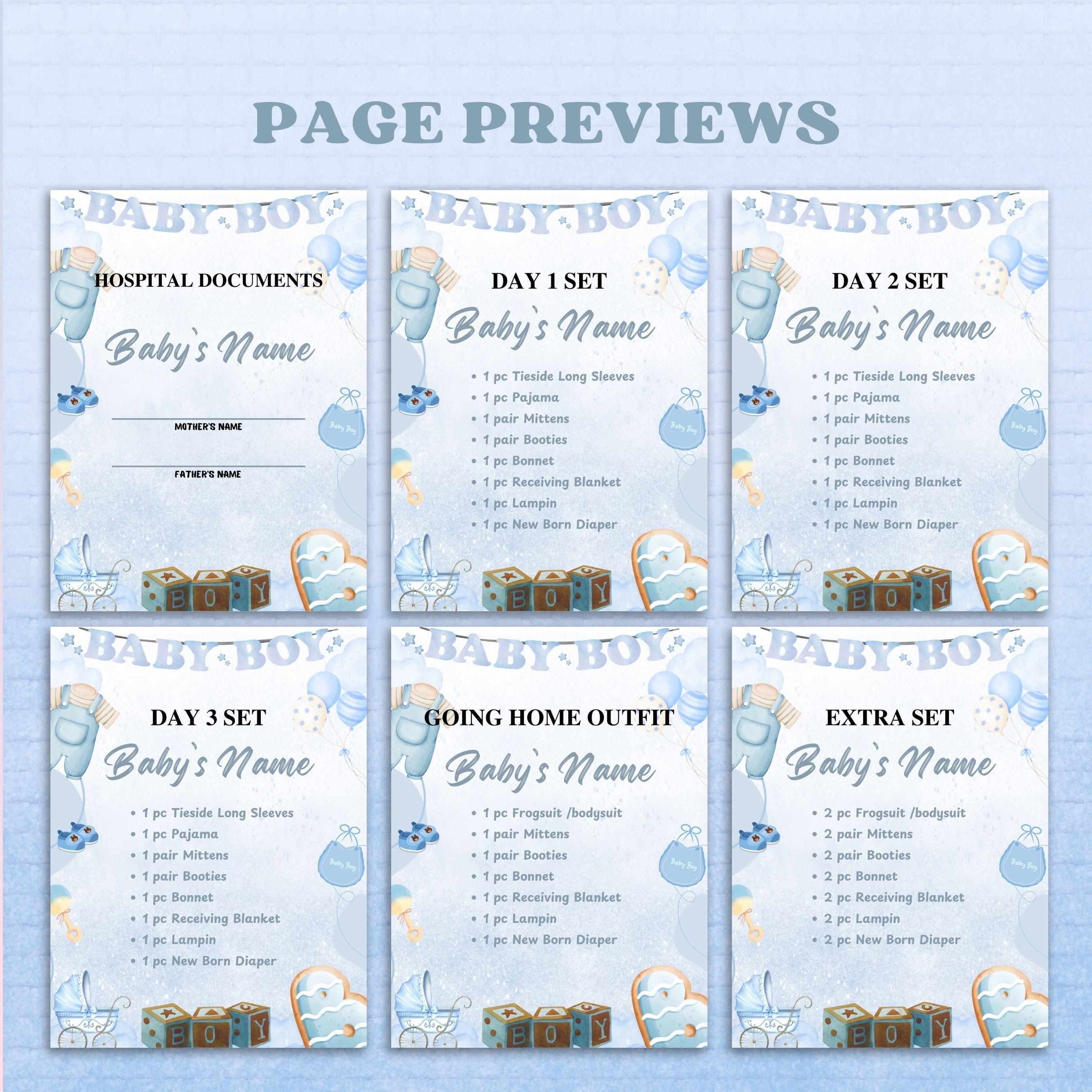 Hospital Bag Stickers for Newborn & Mom | Blue Theme | Baby Shower Gift ...