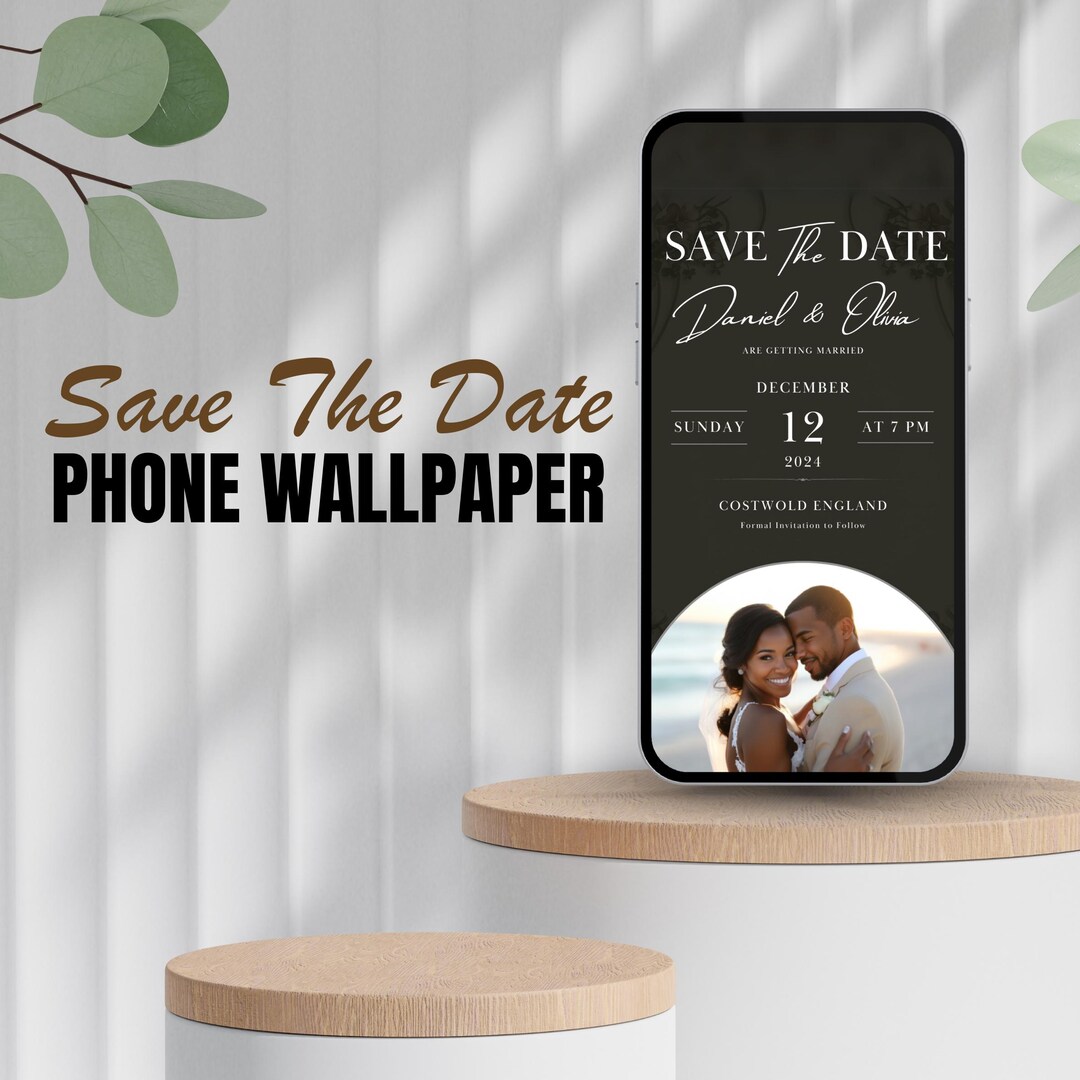 Minimalist Save the Date Phone Wallpaper, Custom Digital Wedding ...