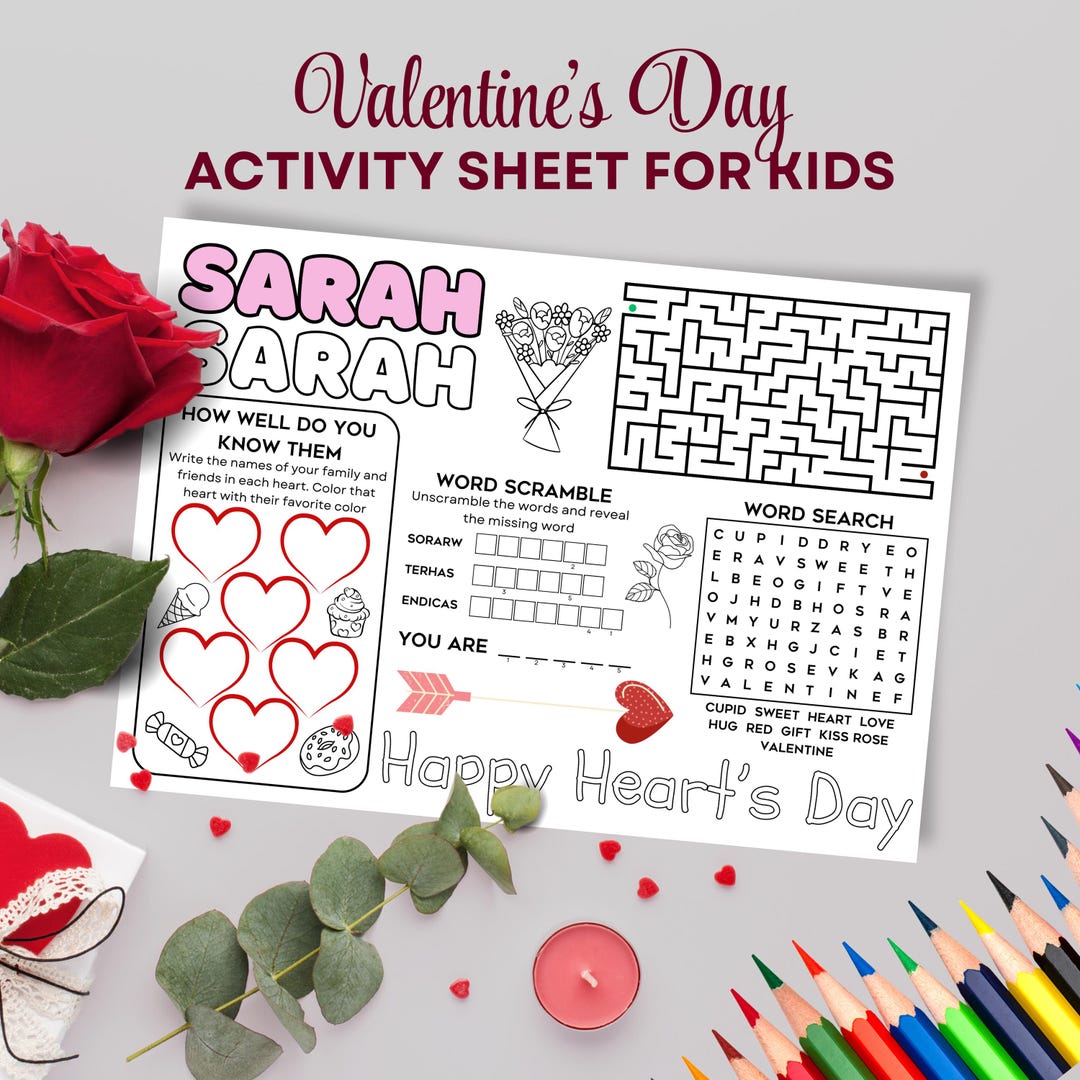 Printable Valentine's Day Activity Sheet for Kids, Valentine's Day ...
