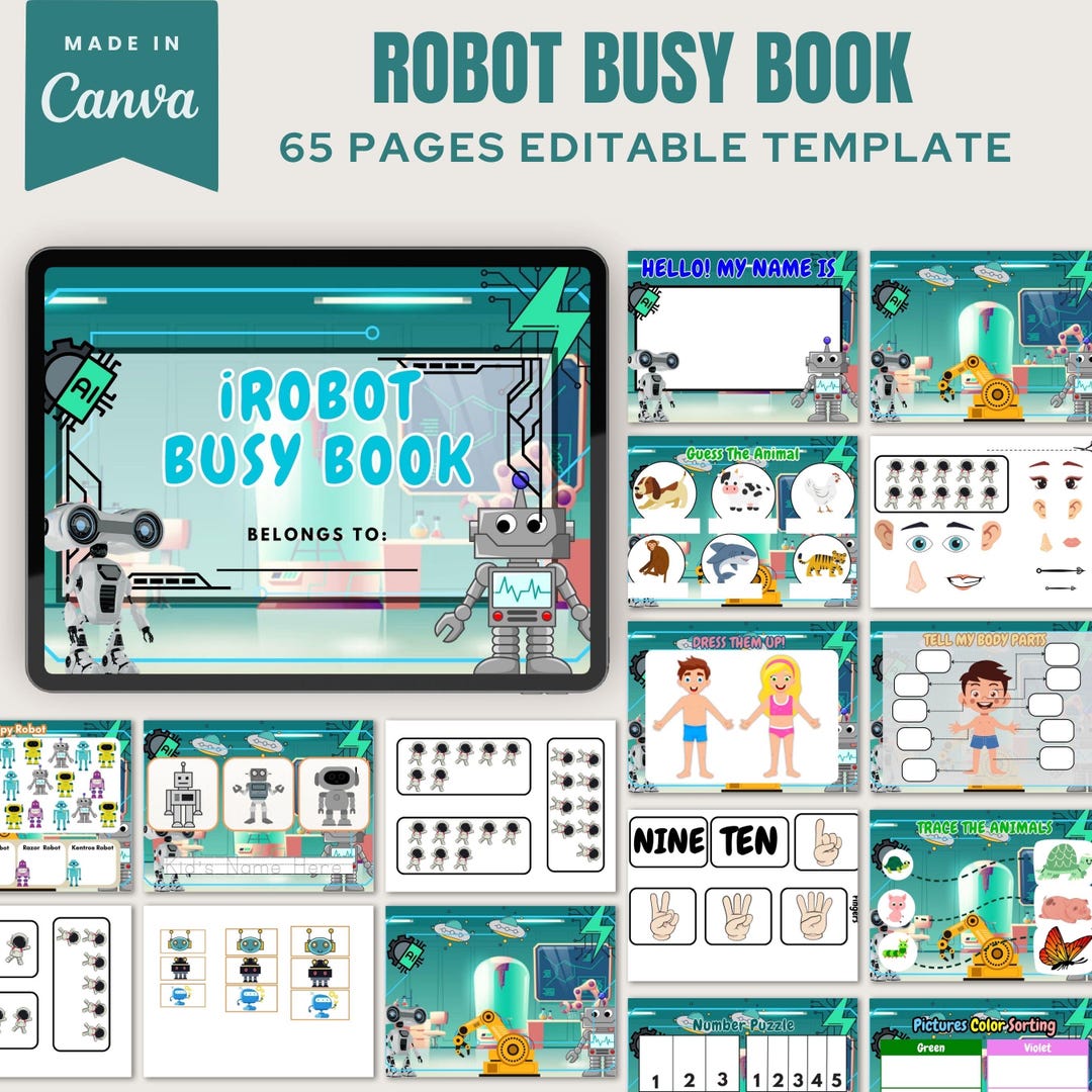Robot Theme Busy Book for Kids | Printable Activity Sheets | Fun ...