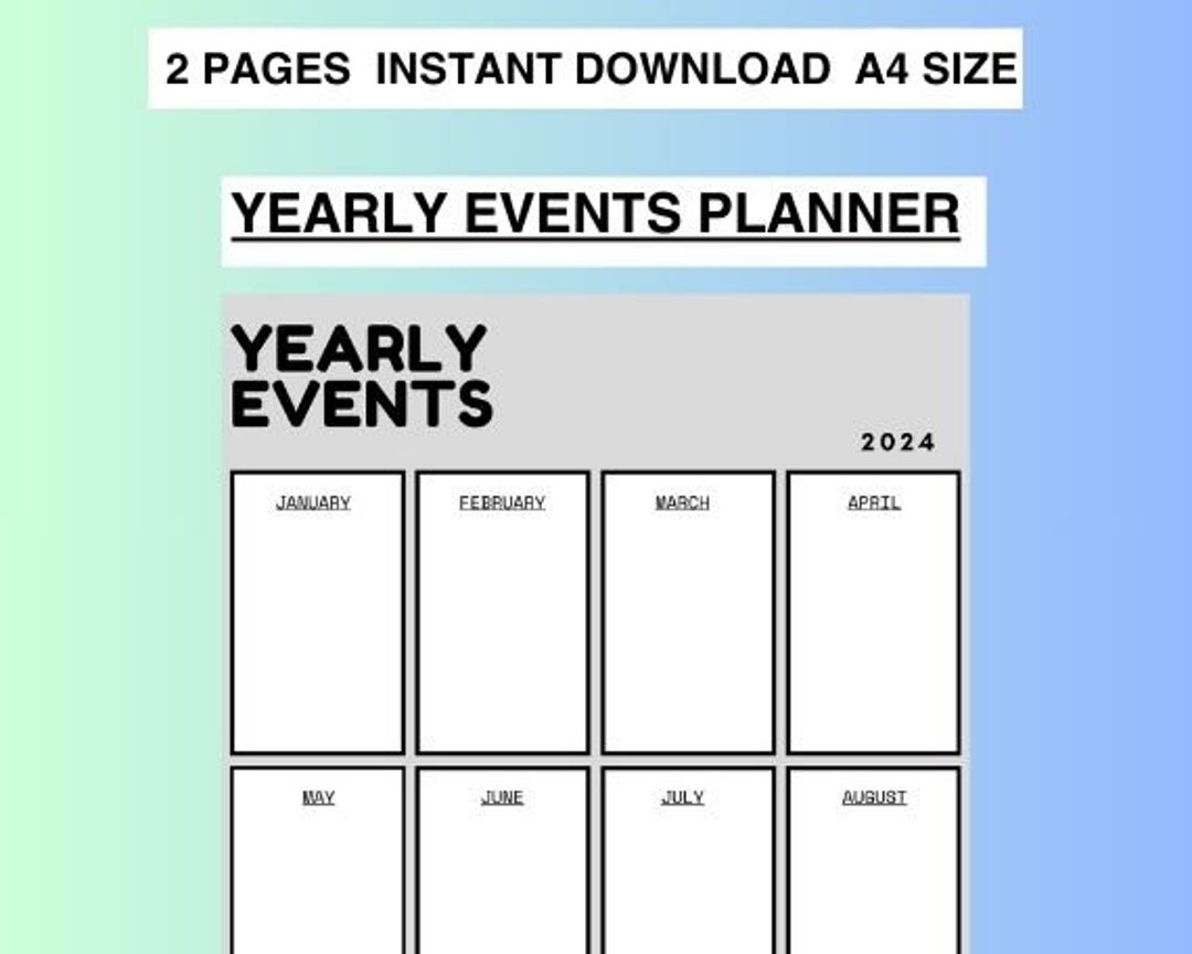 Early Planner, Printable Yearly Overview on One Page, Year at a Glance ...