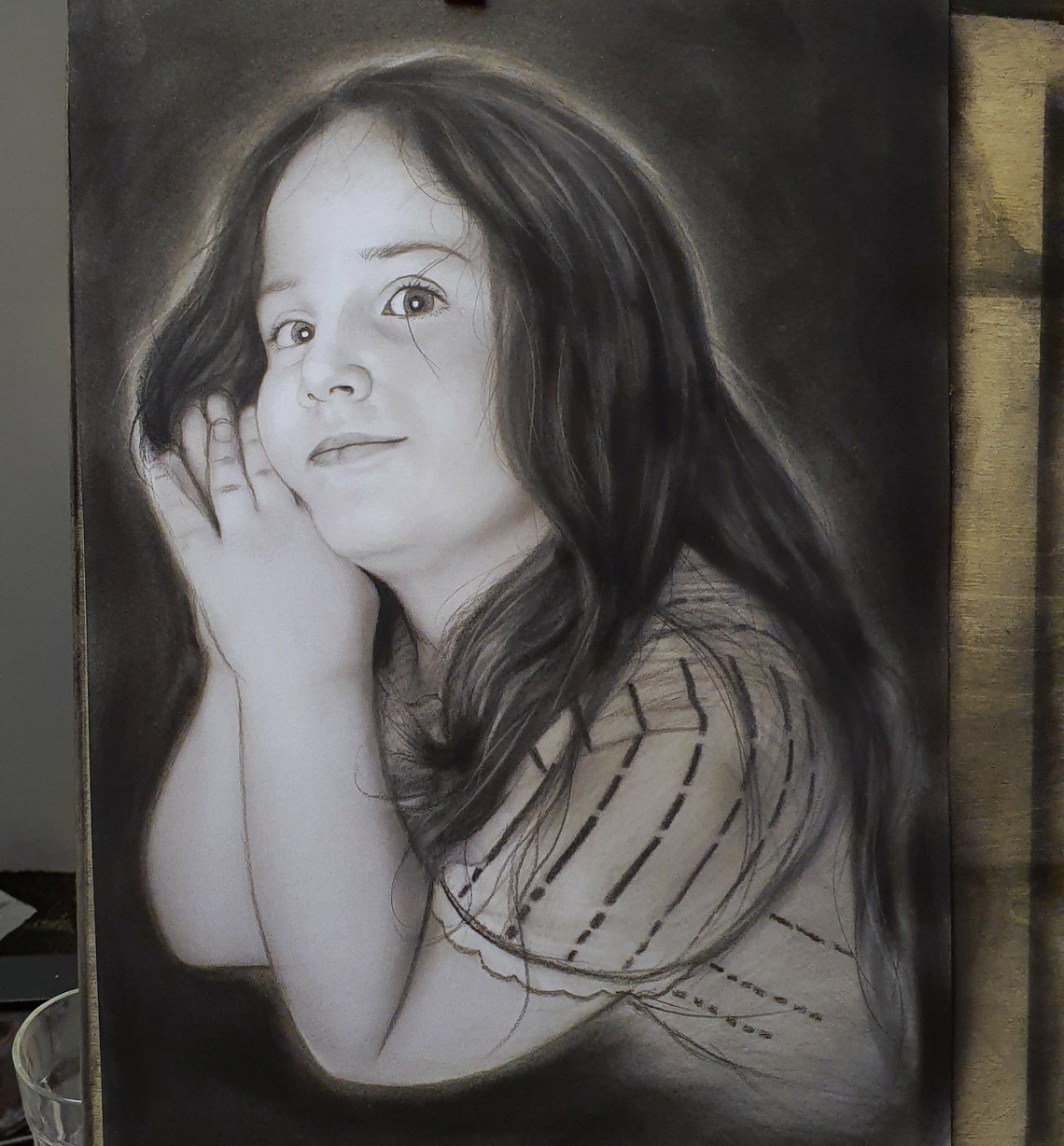 Custom Charcoal Portrait From Photo, Handmade Personalised Realistic ...