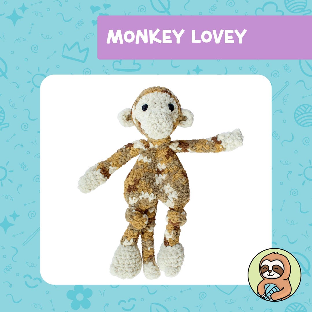 Monkey Lovey | Crochet Amigurumi | Toad | Lovey Snuggler | Handmade ...