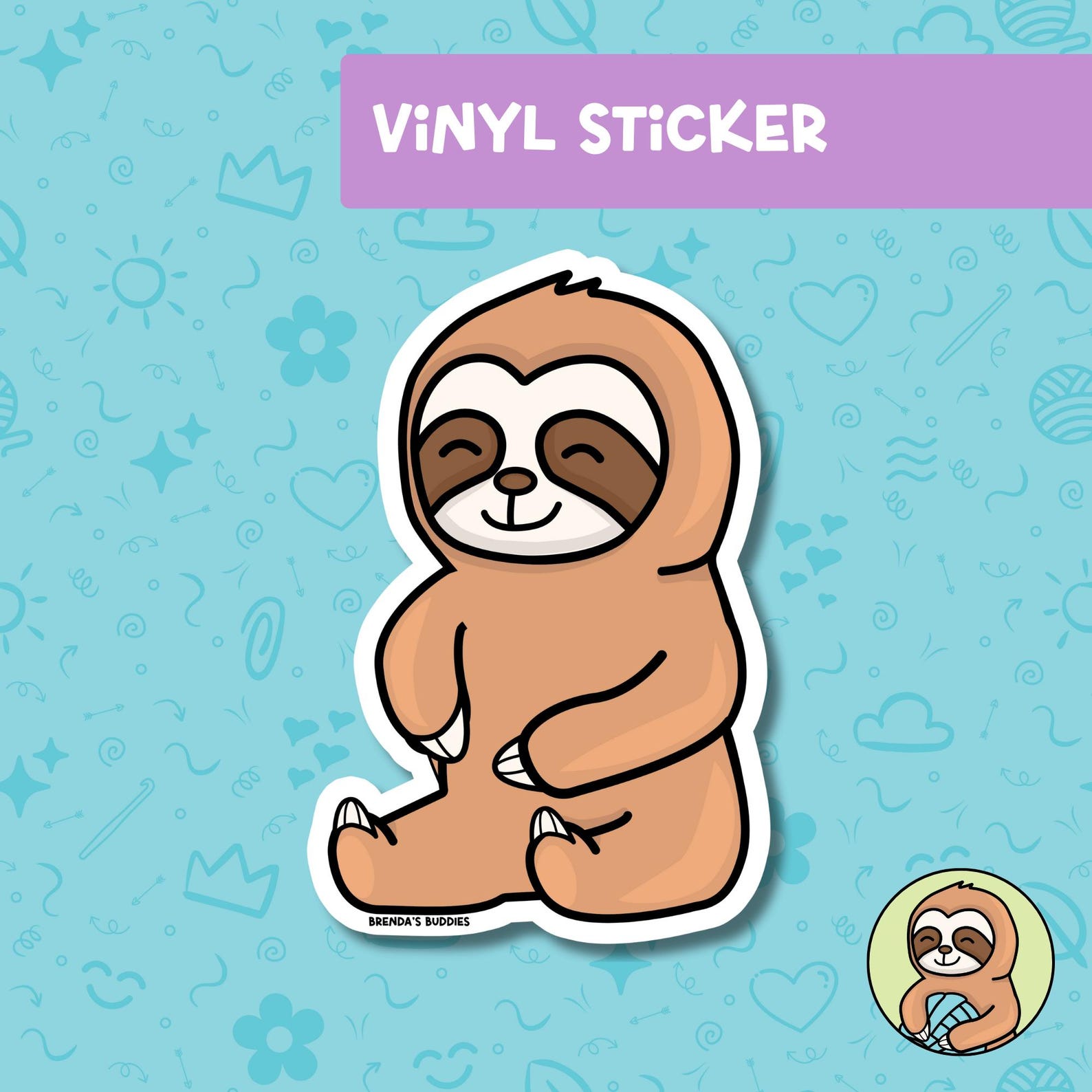 Sloth Vinyl Sticker | Animal Sticker | Cute Laptop Stickers | Water ...