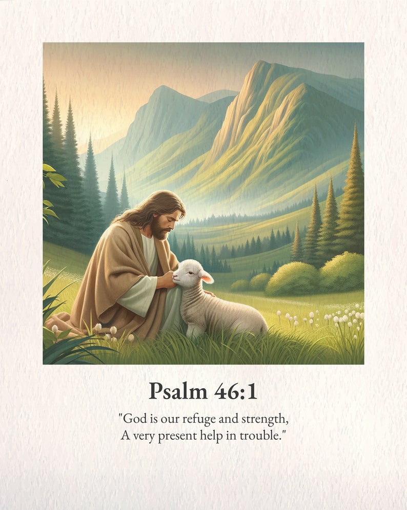 Christian Bible Art / Psalm 46:1 Bible Verse Print / Jesus Canvas Art ...