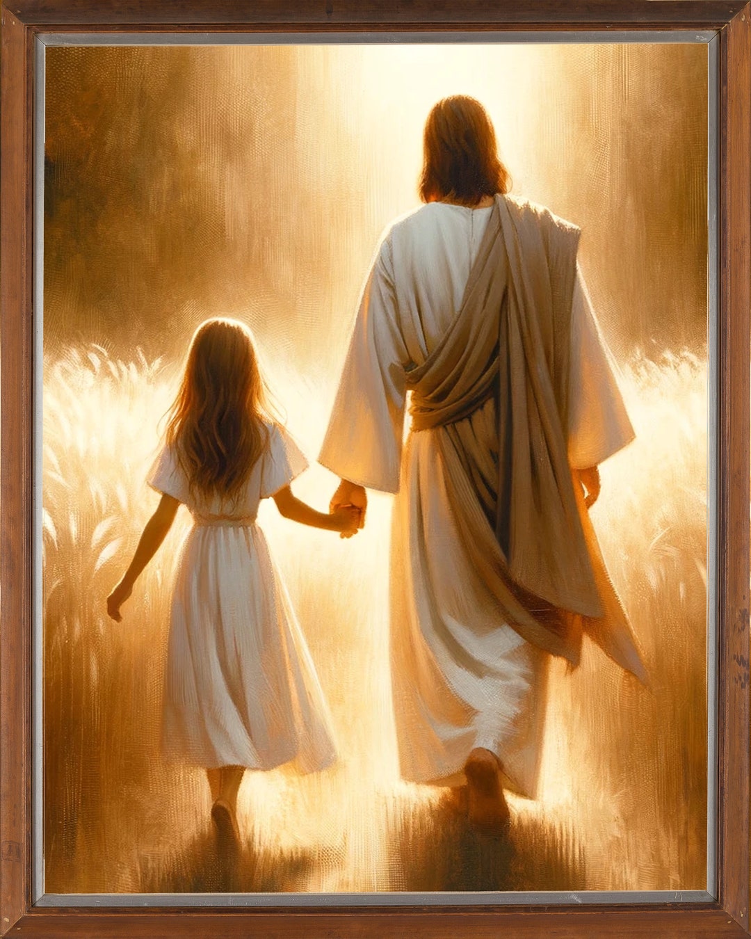 Christian Bible Art / Jesus Walking With Girl: Jesus PNG / Jesus Canvas Art / Modern Christian ...