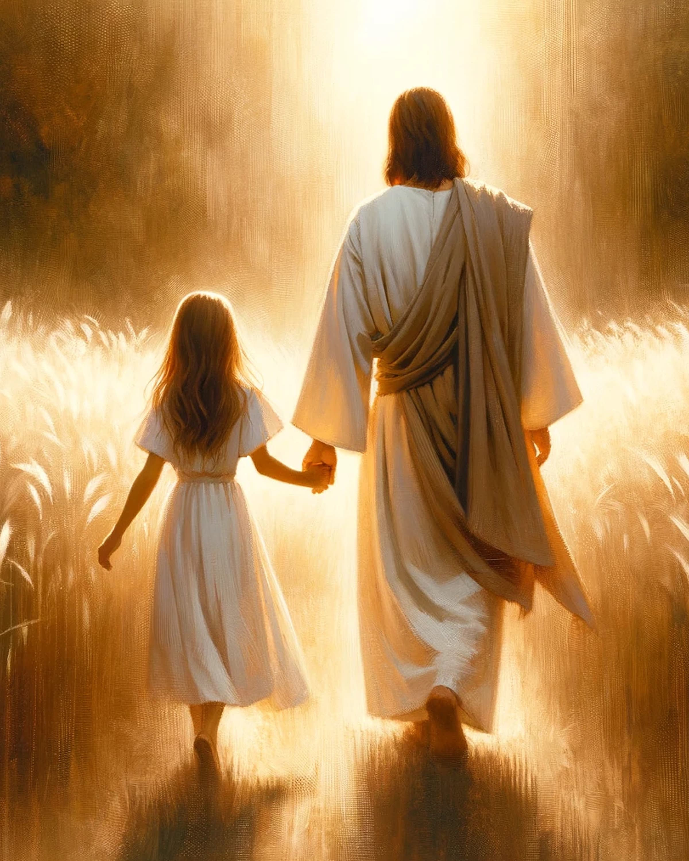Christian Bible Art / Jesus Walking With Girl: Jesus PNG / Jesus Canvas ...