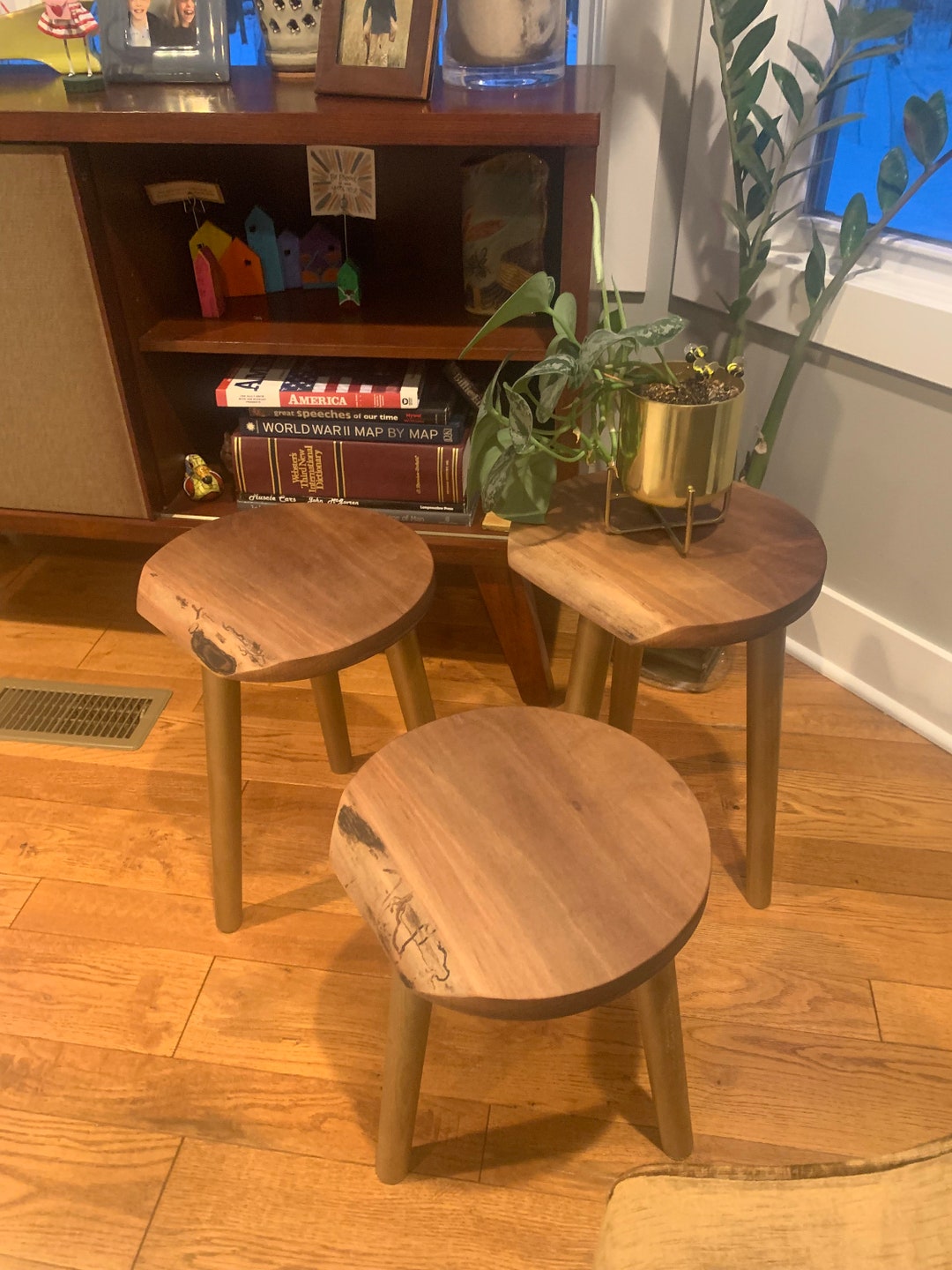 Beautiful Handmade Live Edge Walnut Small/plant Tables - Etsy