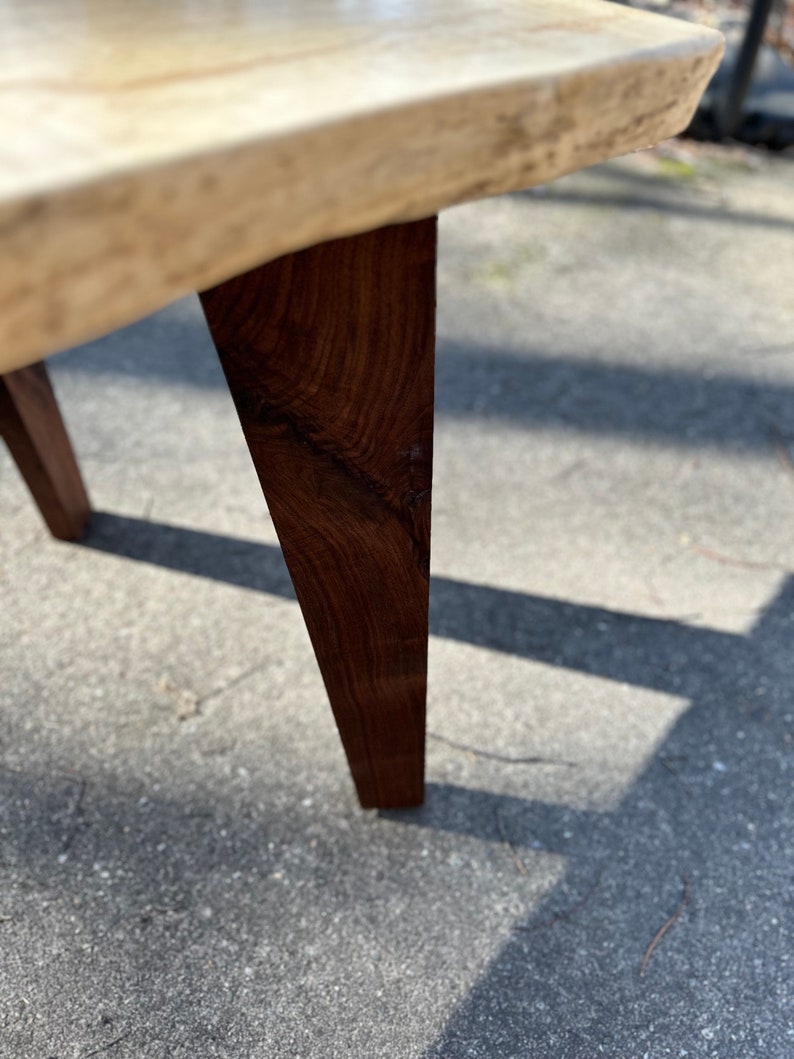 Beautiful Handmade Live Edge Maple Dining Table With Custom Walnut Legs ...