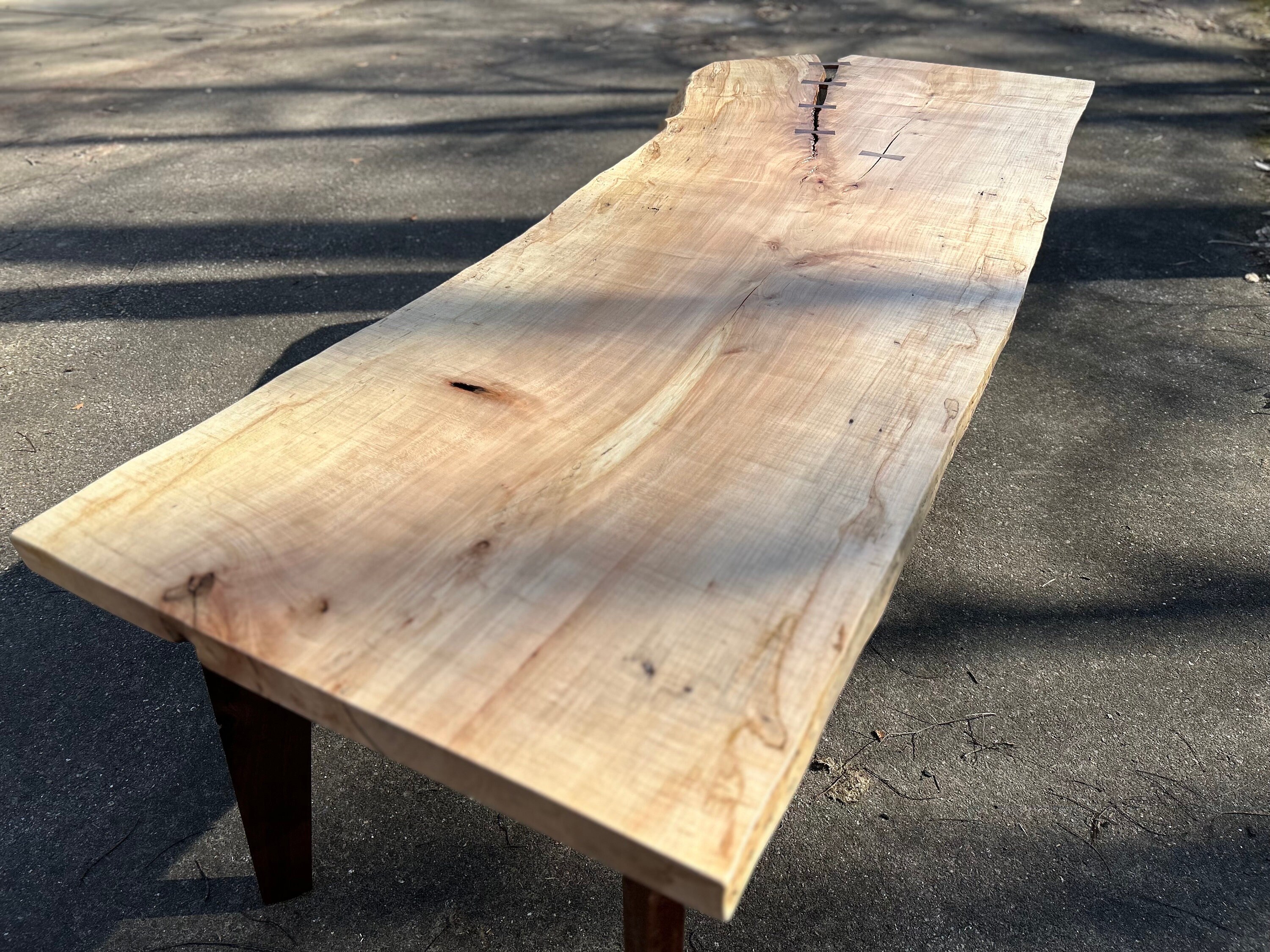 Beautiful Handmade Live Edge Maple Dining Table With Custom Walnut Legs ...