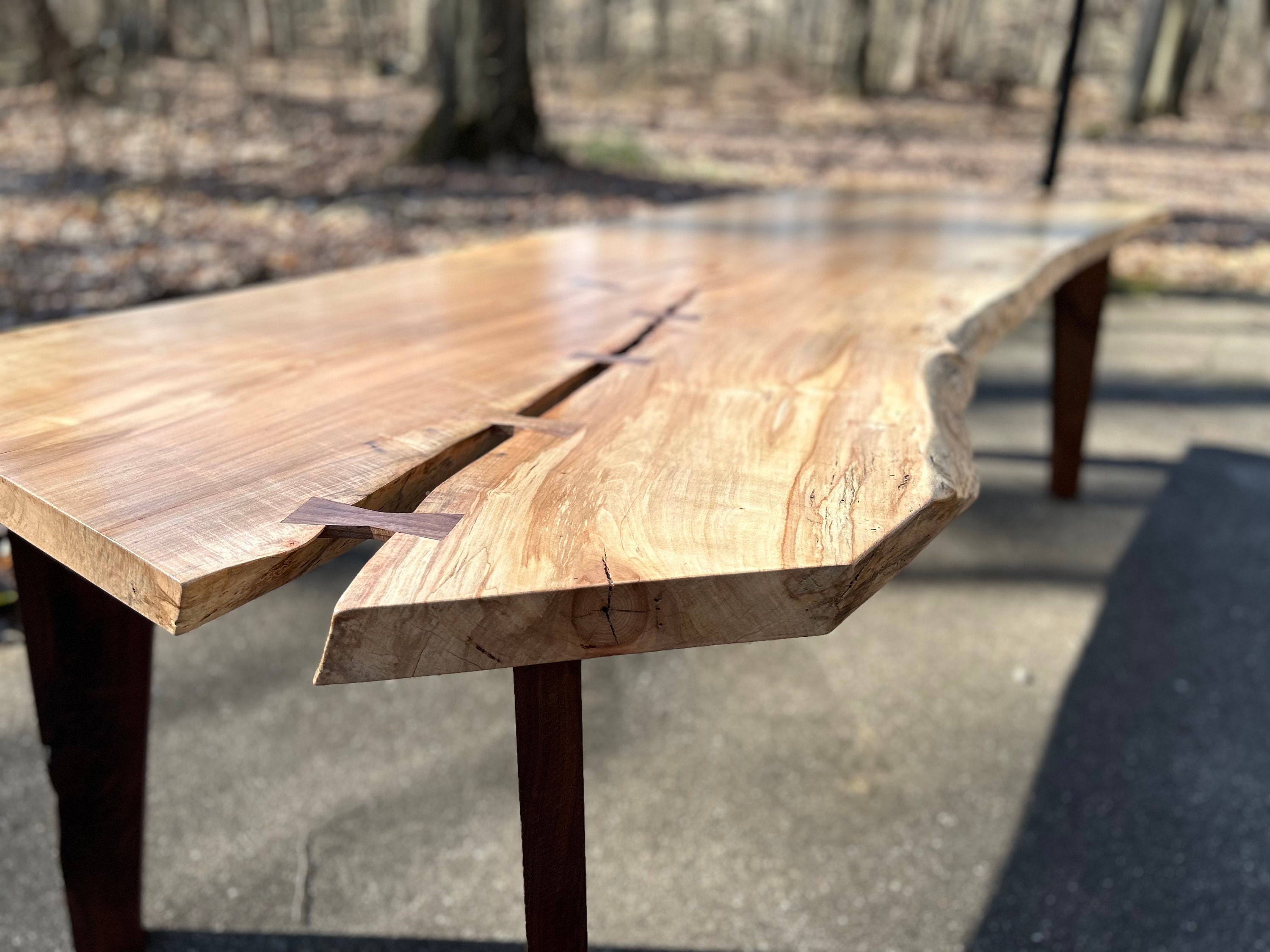 Beautiful Handmade Live Edge Maple Dining Table With Custom Walnut Legs ...