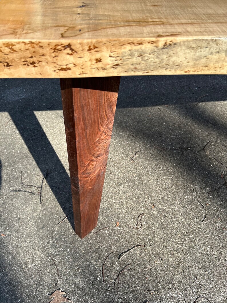 Beautiful Handmade Live Edge Maple Dining Table With Custom Walnut Legs ... Beautiful Handmade Live Edge Maple Dining Table With Custom Walnut Legs ...