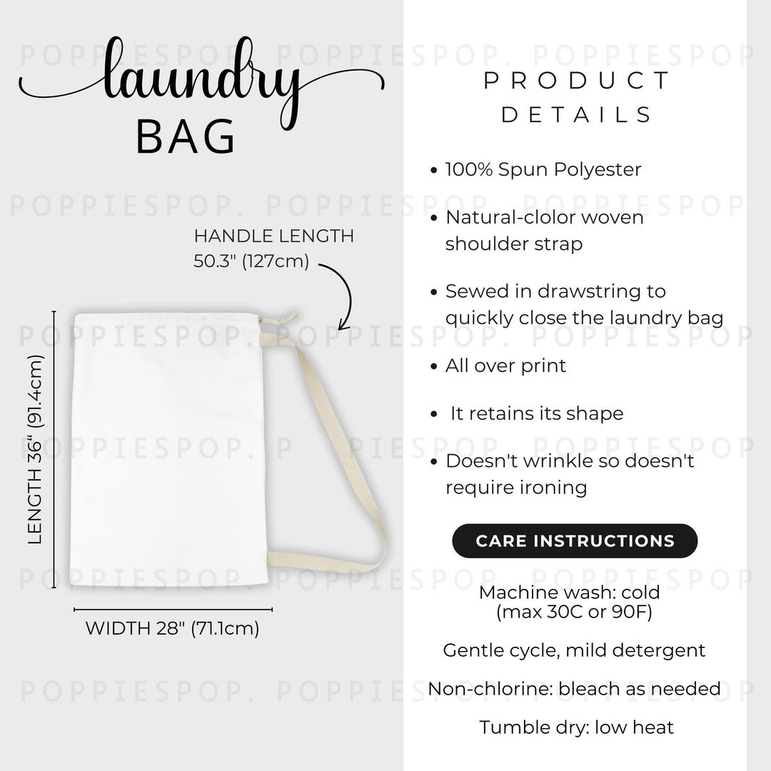 28 X 36 Laundry Bag Size Chart, Laundry Bag Size Guide, Travel Laundry ...