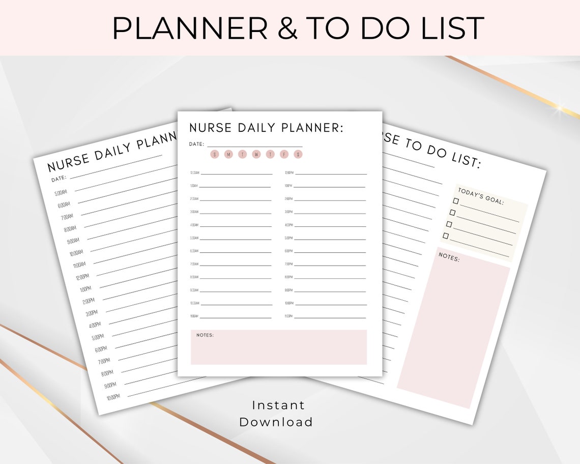 Nurse to Do List, Nurse Daily Planner, Nurse Hourly Planner, Nurse ...