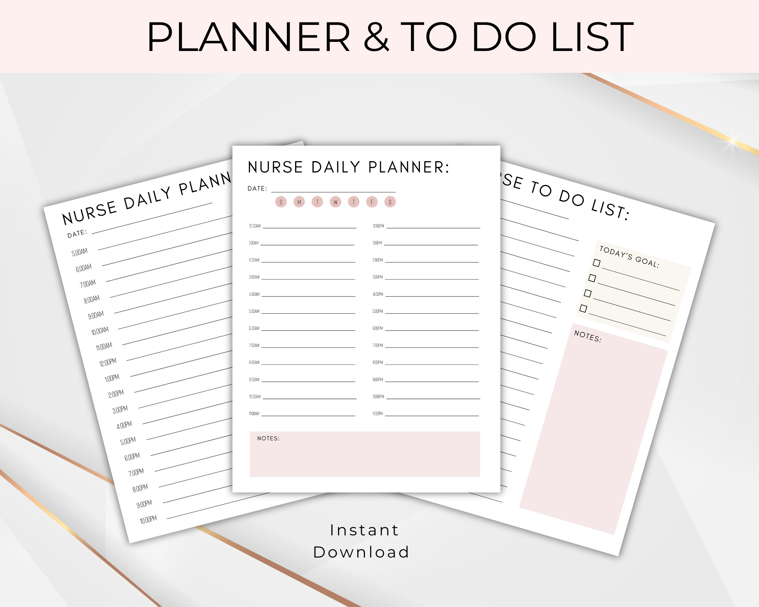 Nurse to Do List, Nurse Daily Planner, Nurse Hourly Planner, Nurse ...
