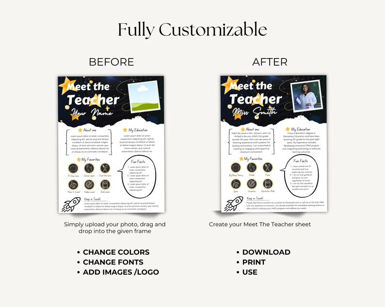 Editable Meet the Teacher Template, Back to School Handout, First Day ...