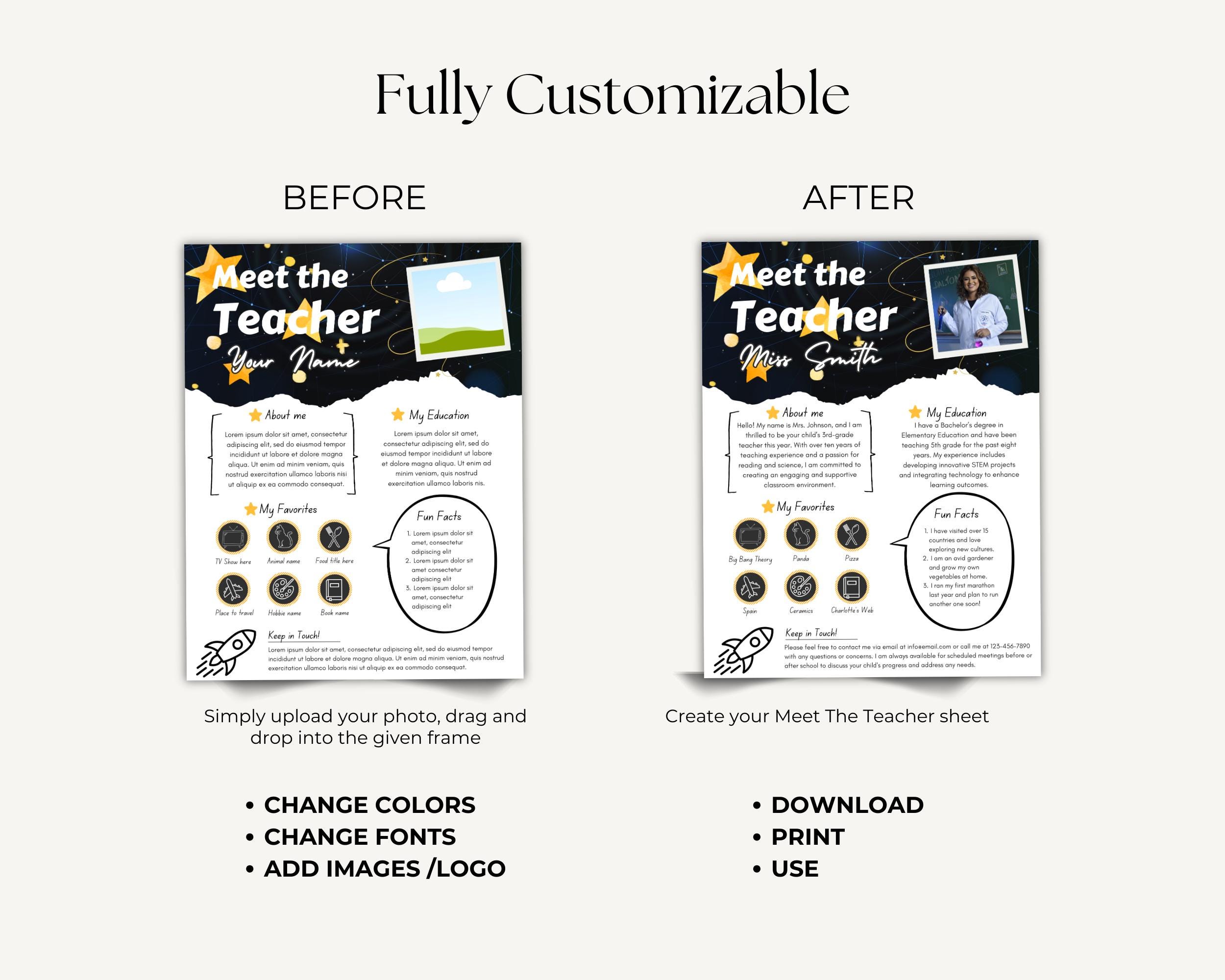 Editable Meet the Teacher Template, Back to School Handout, First Day ...