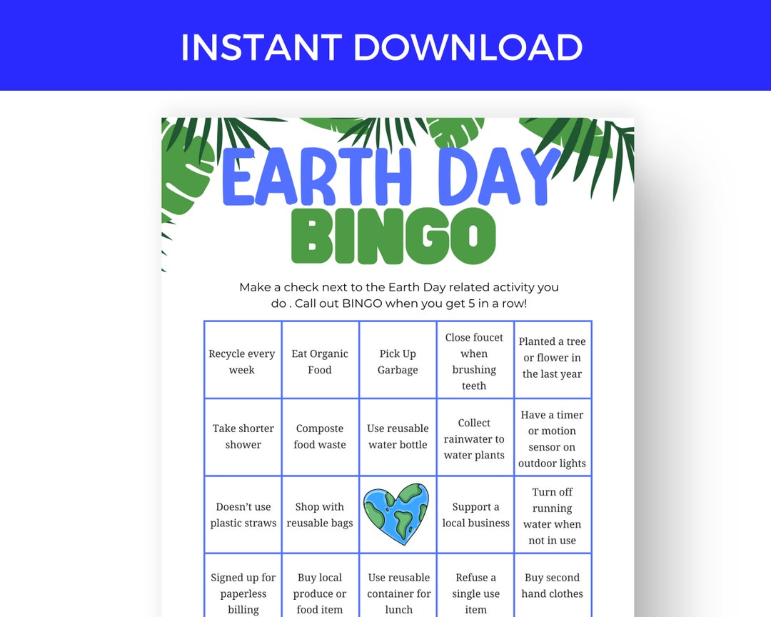 Earth Day Bingo Game, Earth Day Activity, Earth Day Printable, Earth ...
