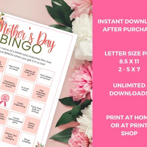 Mothers Day Bingo, Mothers Day Activity, Mothers Day Games, Mothers Day ...