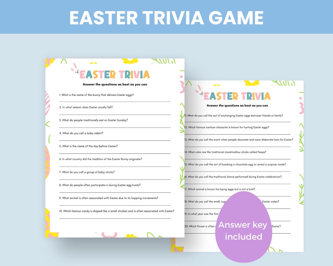Easter Trivia Game, Easter Activity, Adult Easter Games, Easter Party ...