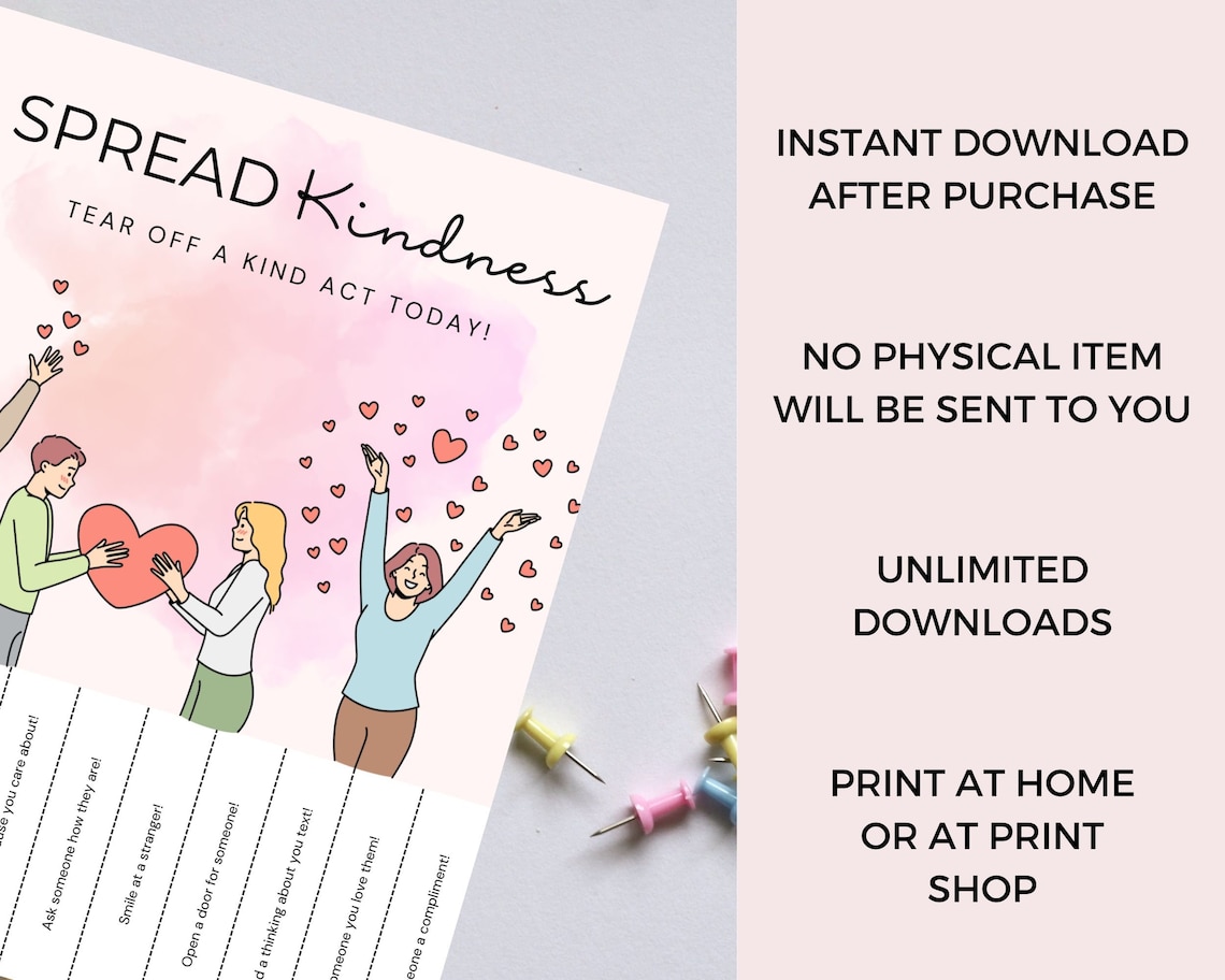 Printable Spread Kindness Tear off Flyer, Random Acts of Kindness, Pay ...