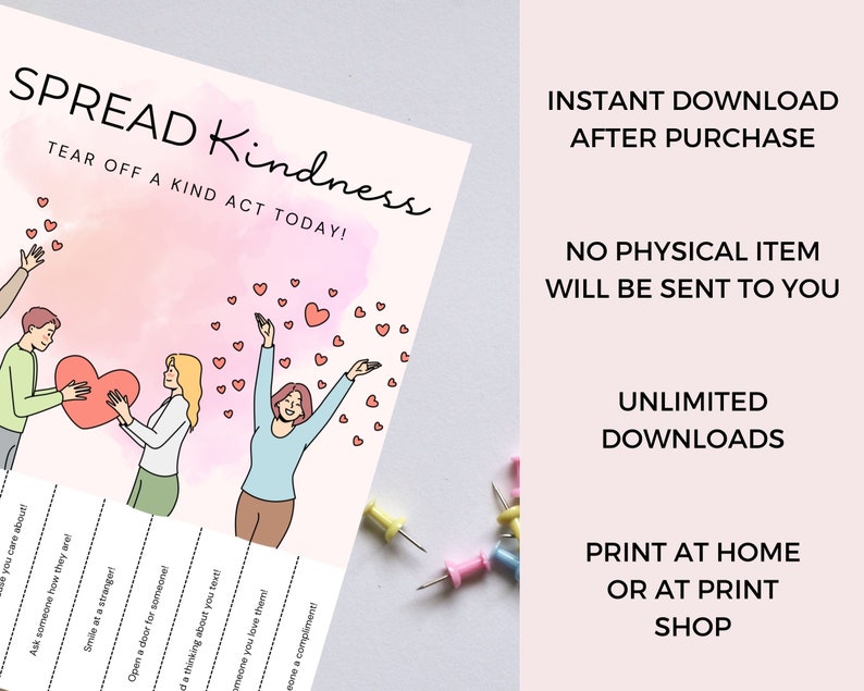 Printable Spread Kindness Tear off Flyer, Random Acts of Kindness, Pay ...