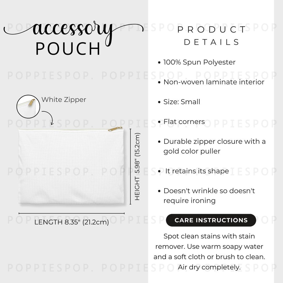 Small Accessory Pouch Size Chart, Makeup Bag Size Guide, Cosmetic Bag ...