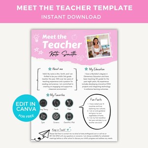 Editable Meet the Teacher Template, Back to School Handout, Parent ...