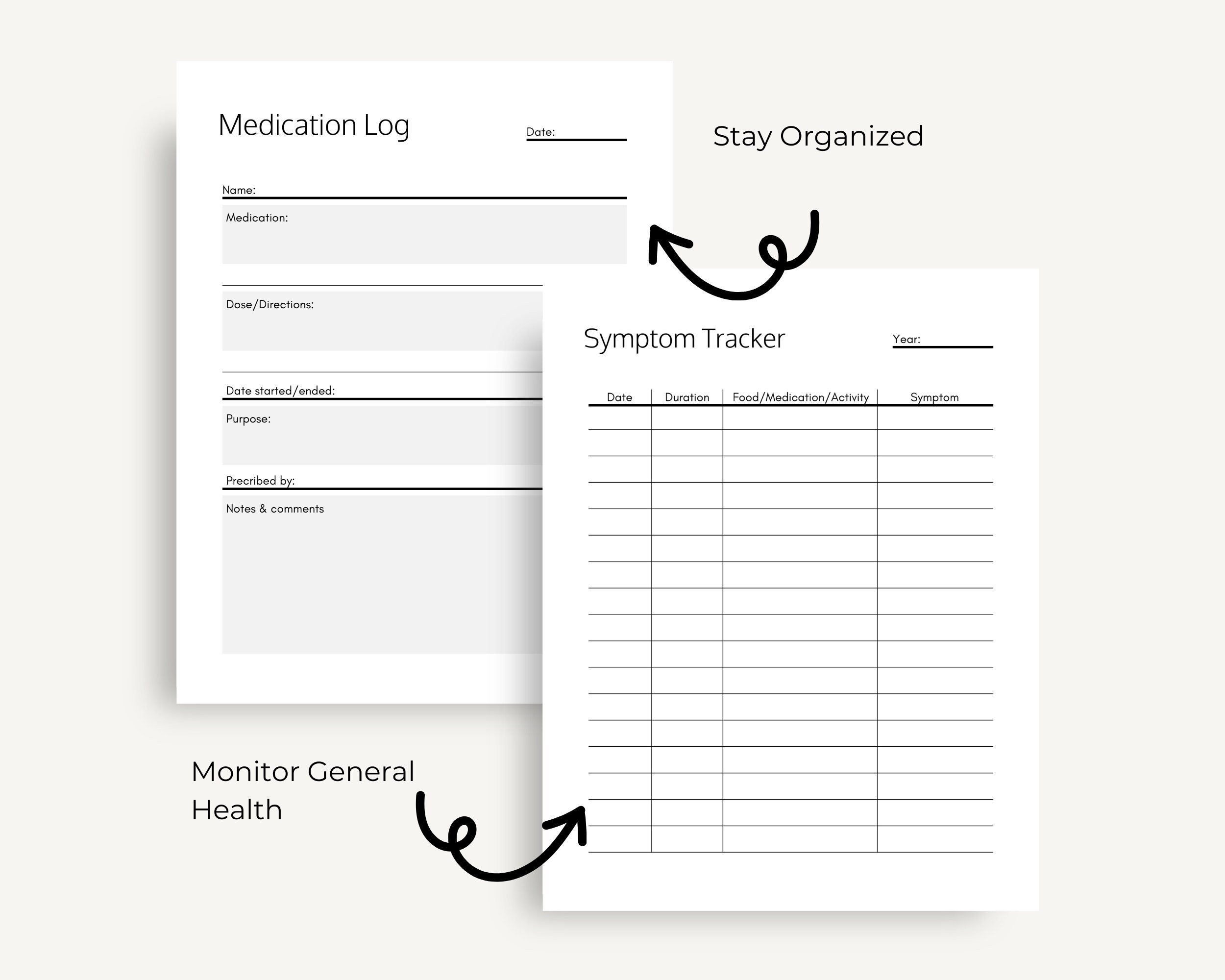 Medication Log Sheet, Medicine Tracker, Symptom Tracker, Medical ...