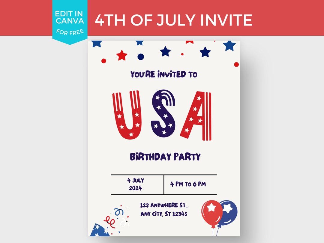 Editable 4th of July Invitation, 4th of July Parade Invite ...