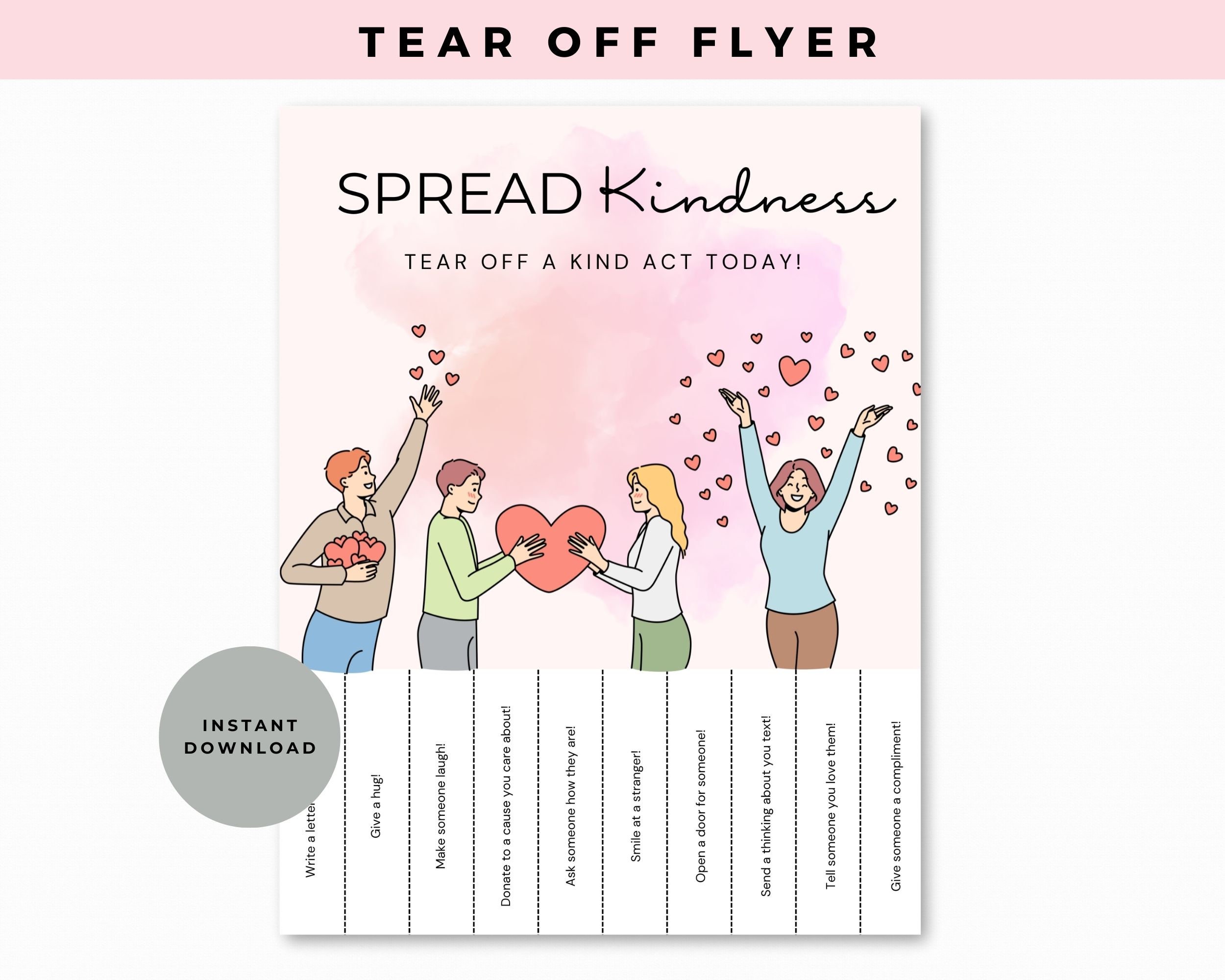 Printable Spread Kindness Tear off Flyer, Random Acts of Kindness, Pay ...
