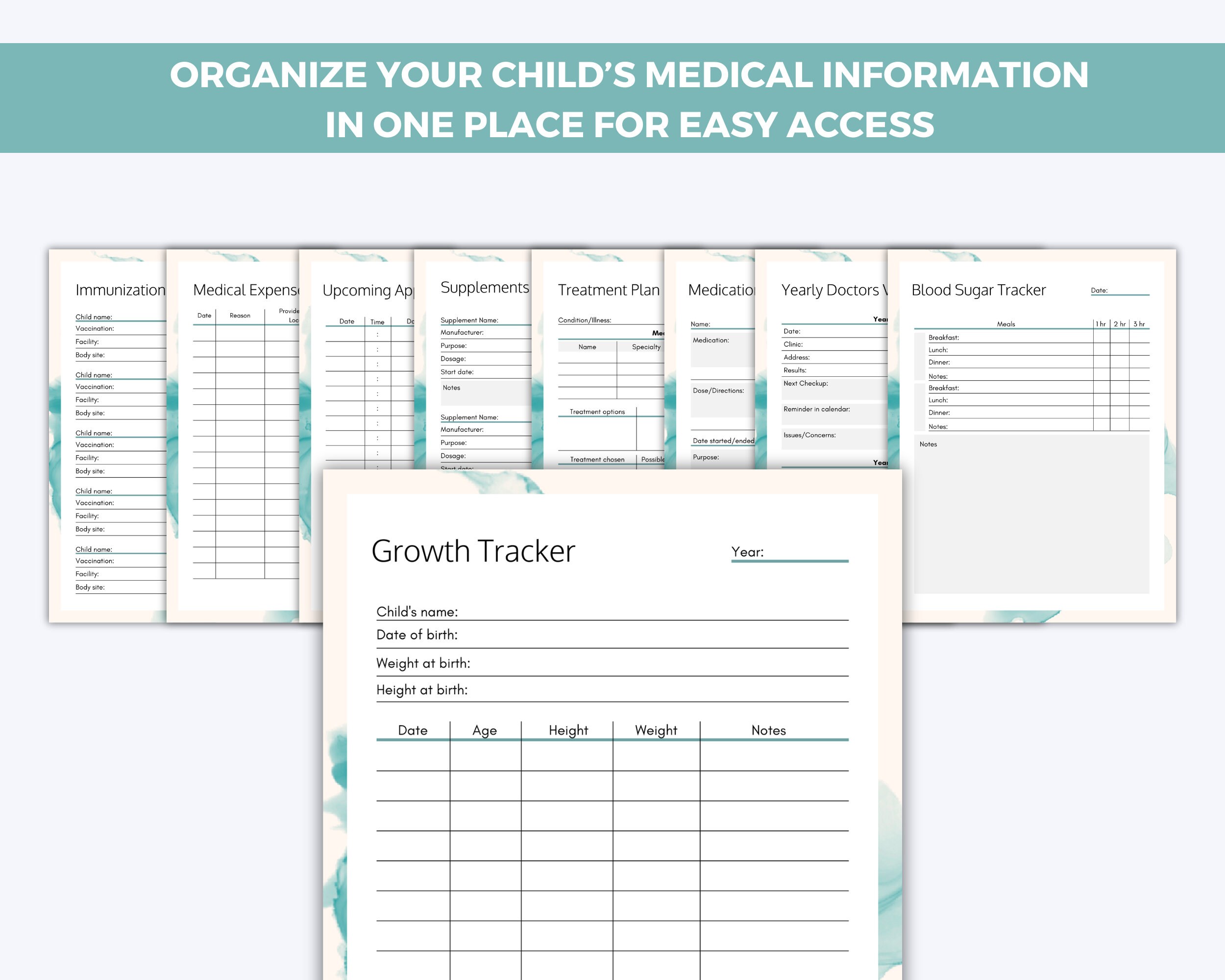Kids Medical Planner Bundle, Kids Medical Records Organizer, Medical ...