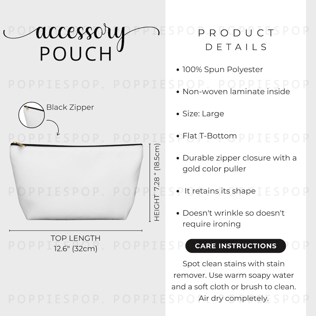 Large Accessory Pouch Size Chart, Makeup Bag Size Guide, Cosmetic Bag ...