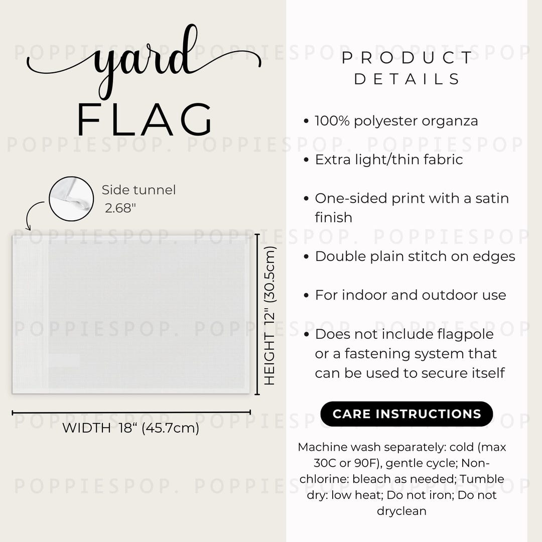 Yard Flag Size Chart, 18 X 12 House Flag Care Card, Front Porch Flag ...
