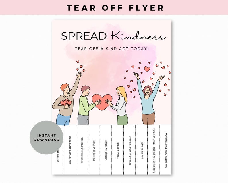 Printable Spread Kindness Tear off Flyer, Random Acts of Kindness, Pay ...