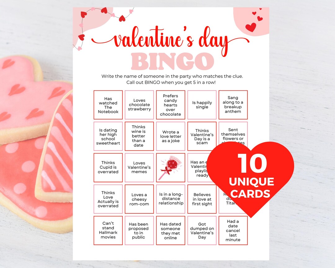 Valentines Day Bingo, Valentine's Party Games, Valentines Day Games ...