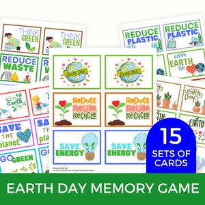 Earth Day Memory Game, Matching Cards, Earth Day Activity for Kids ...