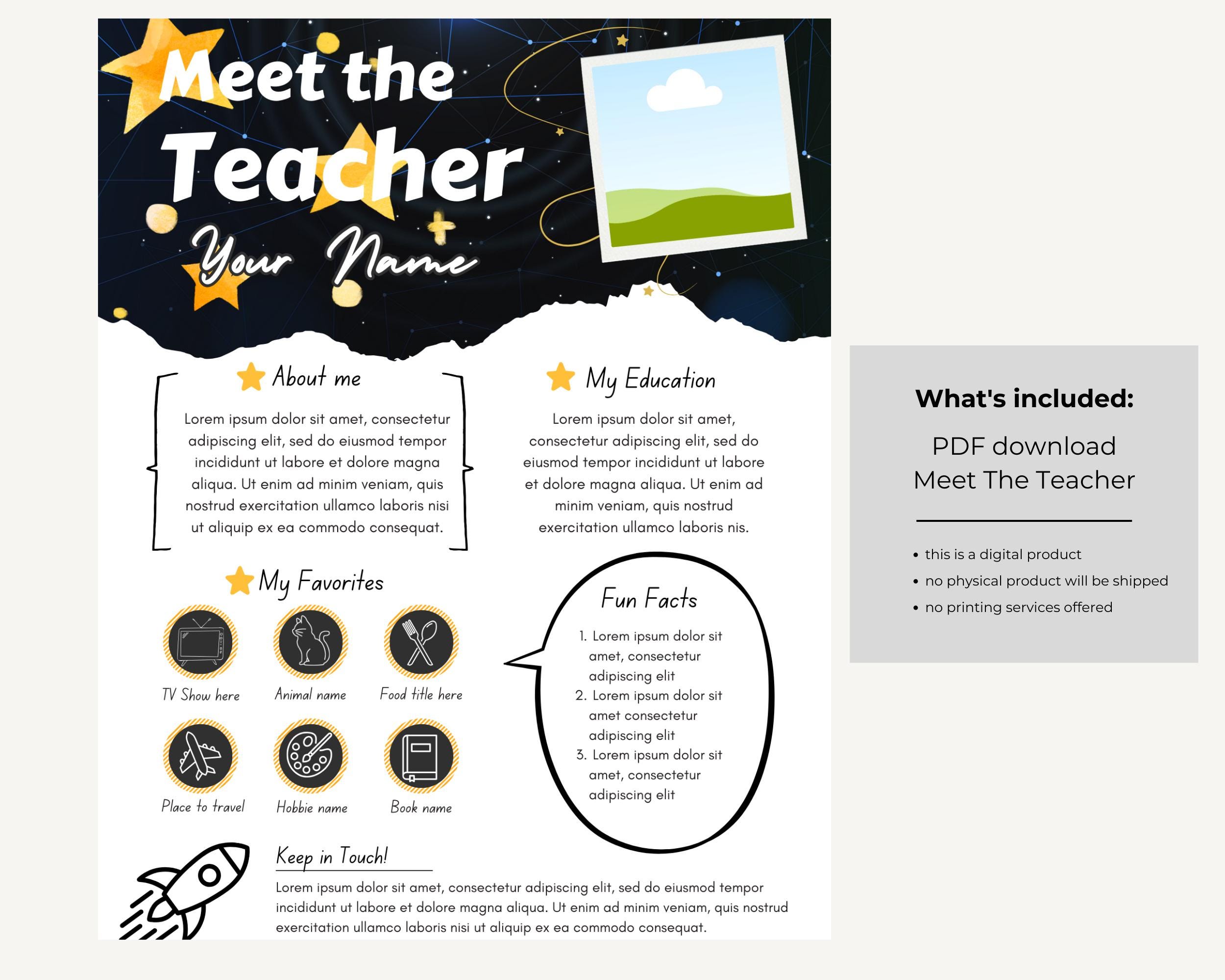 Editable Meet the Teacher Template, Back to School Handout, First Day ...