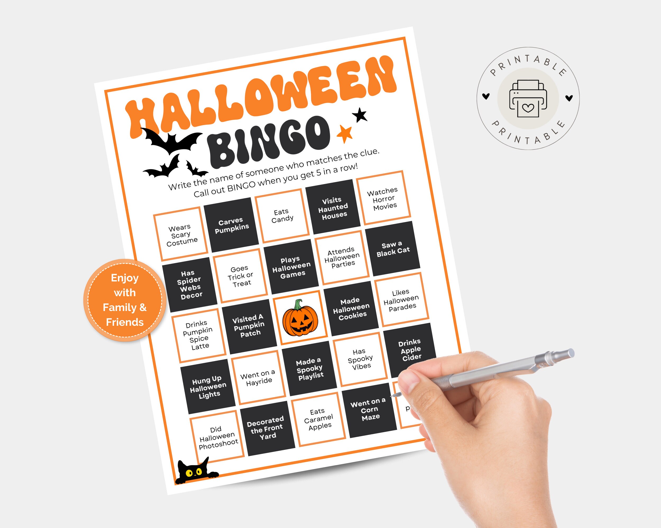 Retro Halloween Bingo Printable, Halloween Party Games, Halloween ...