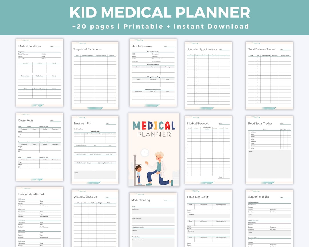 Kids Medical Planner Bundle, Kids Medical Records Organizer, Medical ...