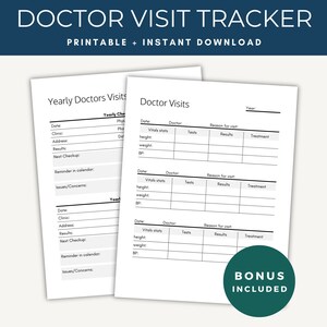 Doctor Visit Tracker Printable, Yearly Doctor Visit Log, Doctor Visit ...